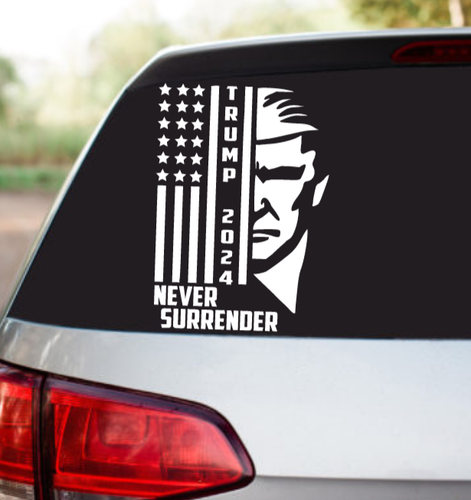 LIMITED TIME BOGO - Trump 2024 Never Surrender MAGA Waterproof Vinyl ...