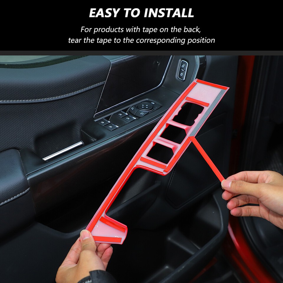 🌟Black Wood Door Window Control Switch Panel Trim Wrap Decor For Ford ...