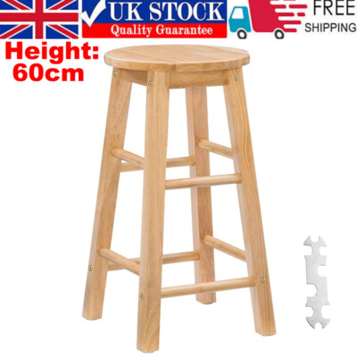 Wooden Bar Stool Bar Kitchen Breakfast Bar Stool 60CM High Legs Pub ...