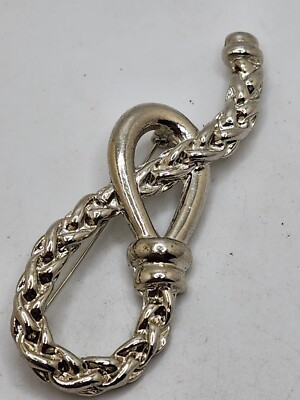 Silver Tone Metal Lasso Brooch Large | eBay