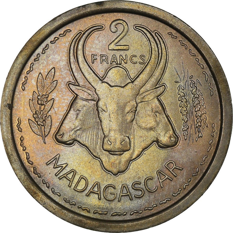 [#909605] Munten, Madagascar, 2 Francs, 1948, Paris, PR+, Copper-nickel ...