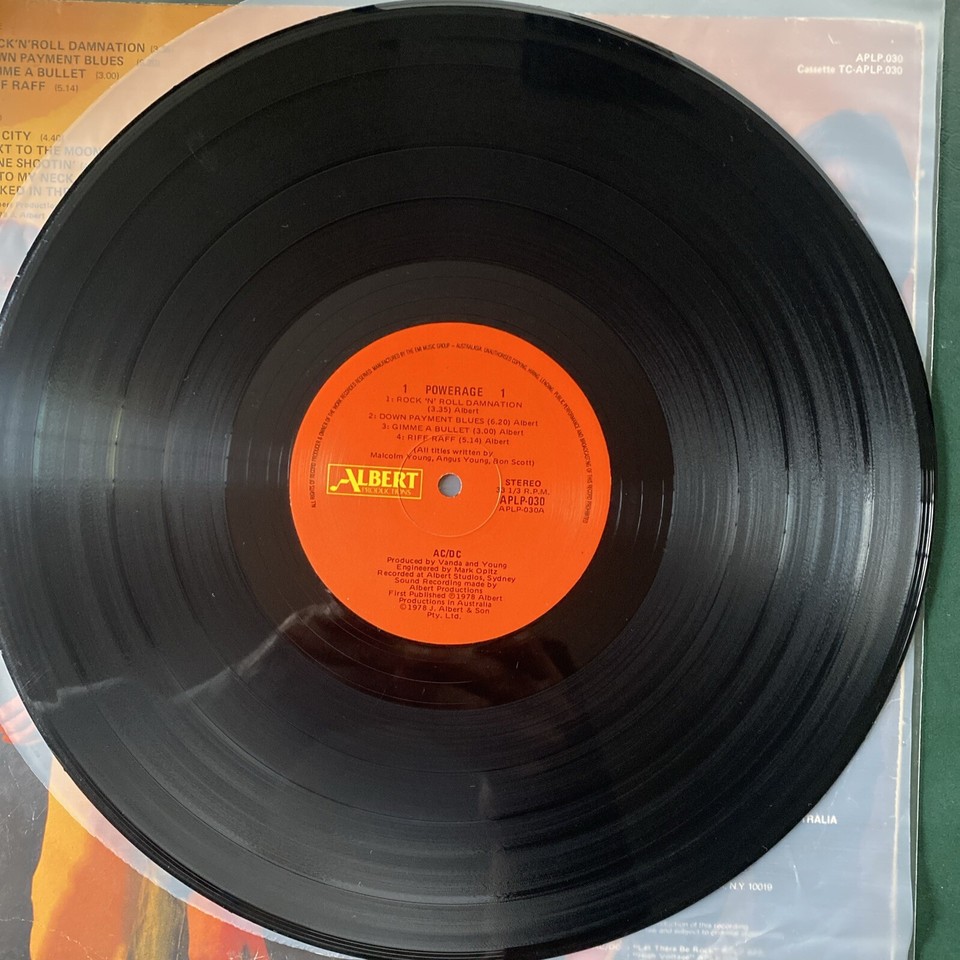 AC/DC Powerage Vinyl LP Record Albert Productions Aussie OZ Red Label ...