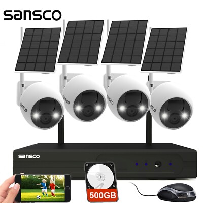 10CH Wireless Solar Powered CCTV Security System 4MP WiFi Camera Night ...