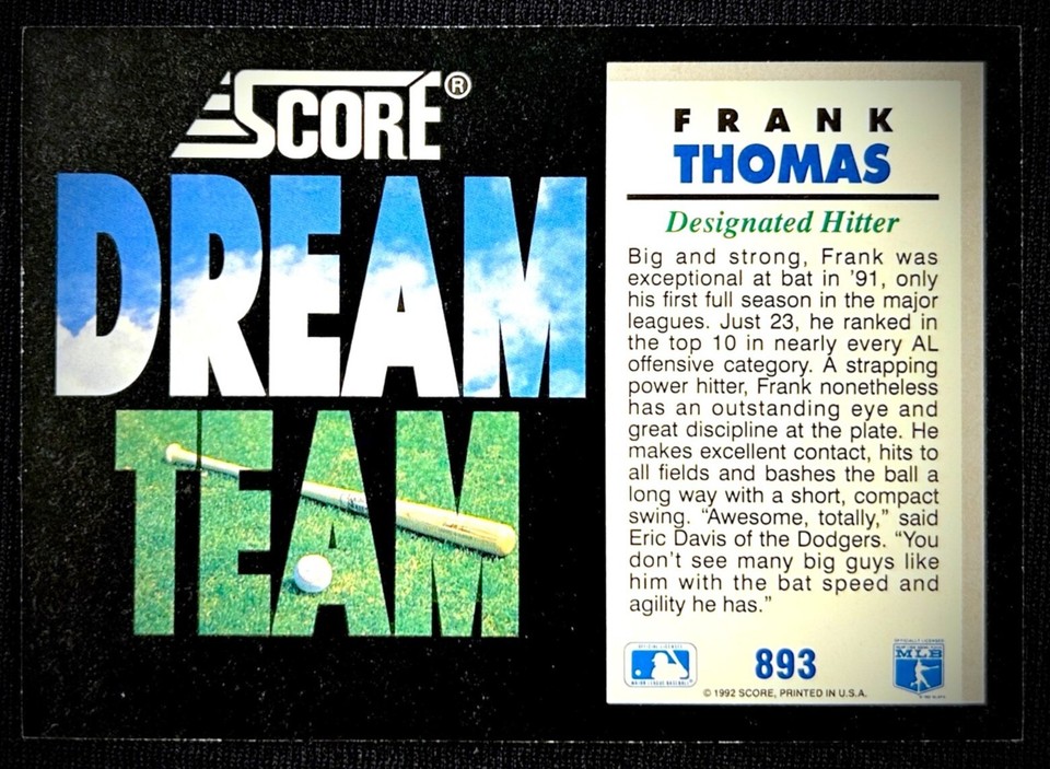 1992 Score (DREAM TEAM) (HOF) Frank Thomas #893 - NEAR MINT Cond | eBay