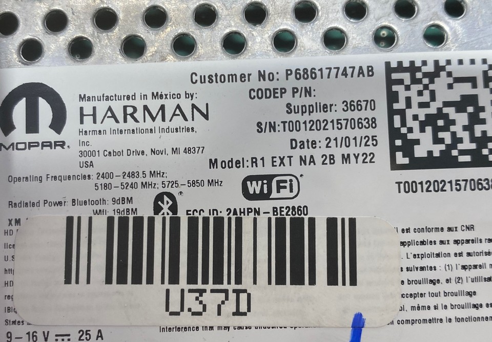 22 23 24 Dodge Ram Radio NAVIGATION Uconnect Module FOR THE 12" DISPLAY ...