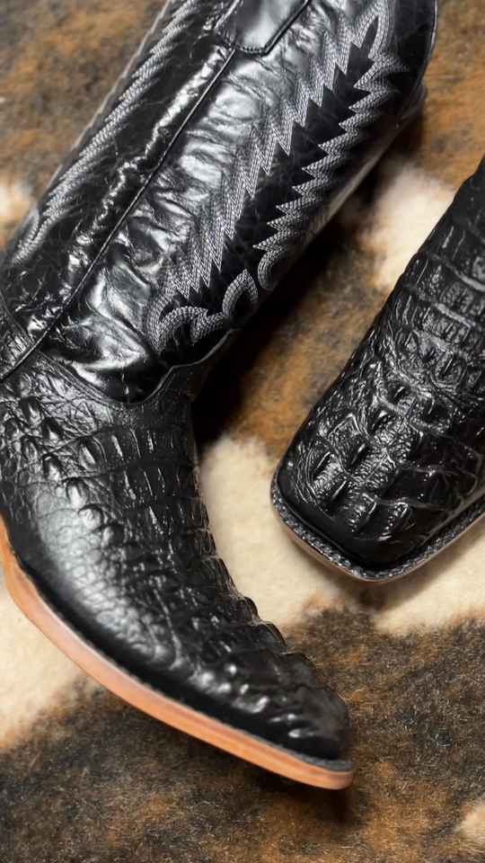 MEN'S RODEO COWBOY ALLIGATOR PRINT WESTERN SQUARE TOE BOOTS MEXICO ...