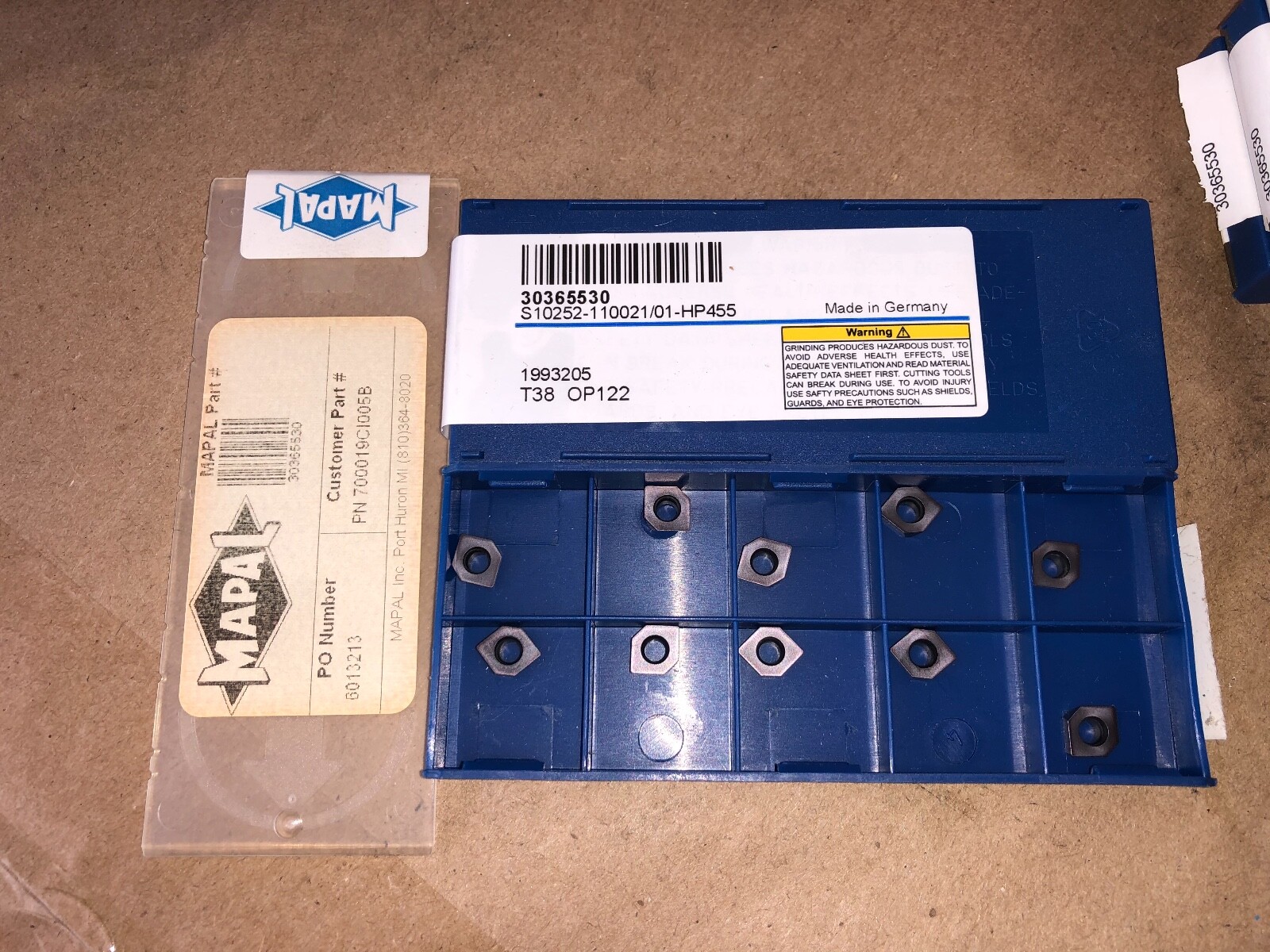 MAPAL CARBIDE INSERTS S10252 110021/01 HP455 QUANTITY 10 INSERTS ...