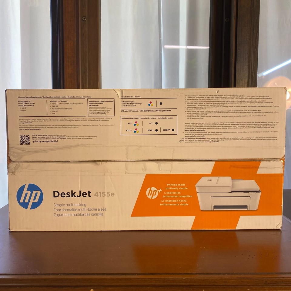HP DeskJet 4155e Wireless Color Inkjet Printer Print Scan Copy Easy ...