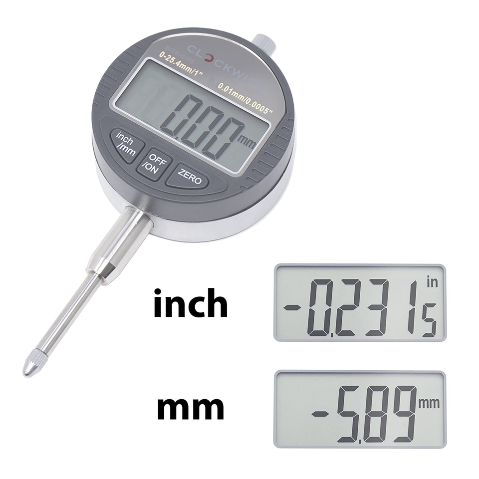 Clockwise Tools DIGR-0105 Electronic Digital Dial Indicator Gage Gauge ...