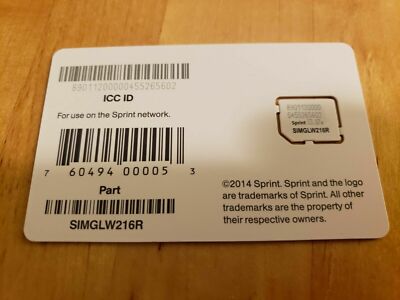 Sprint Mobile SIMGLW216R Micro SIM Card | eBay