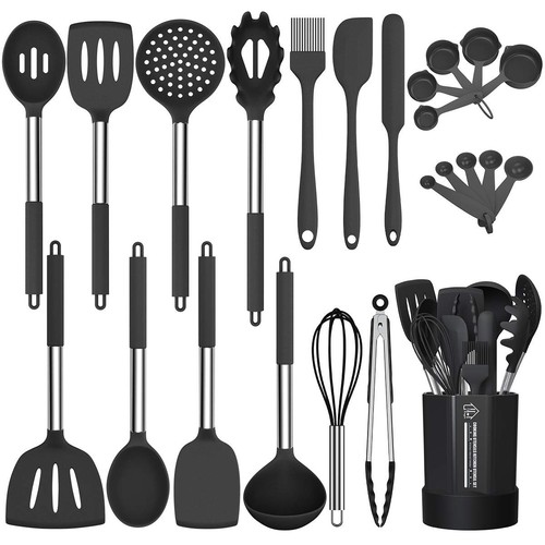 Silicone Cooking Utensil Set, Non-stick Kitchen Utensil 24 Pcs Cooking ...