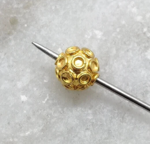 7mm 18k Solid Gold Ball charm Sphere Spacer Bead Findings Crafts In ...