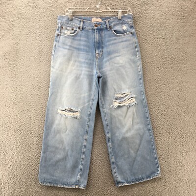 BCBGeneration Ripped Wide-Leg Jeans Womens 28 (actual 32x24.5) Blue ...