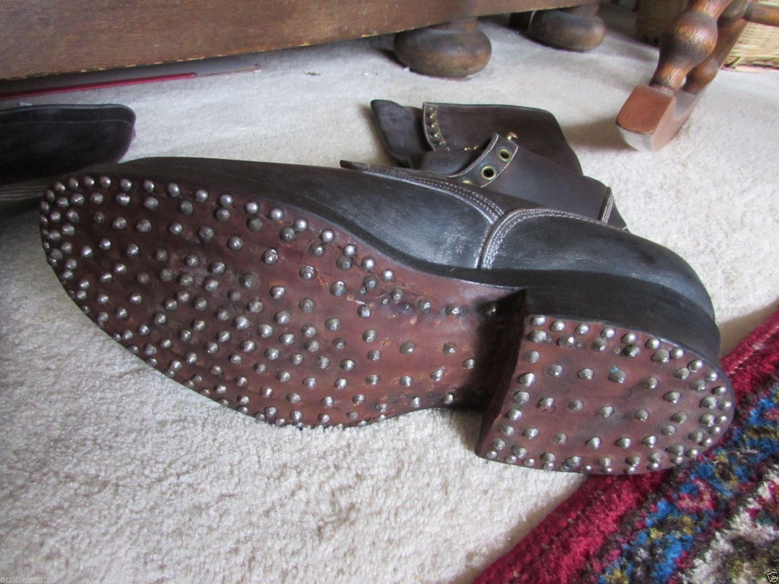 Vintage AA Cutter Co. Logger Hunter 17” Cork Boots Size 8 Leather ...