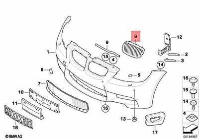 Genuine BMW E90 Front Radiator Kidney Chrome Grille Left OEM ...