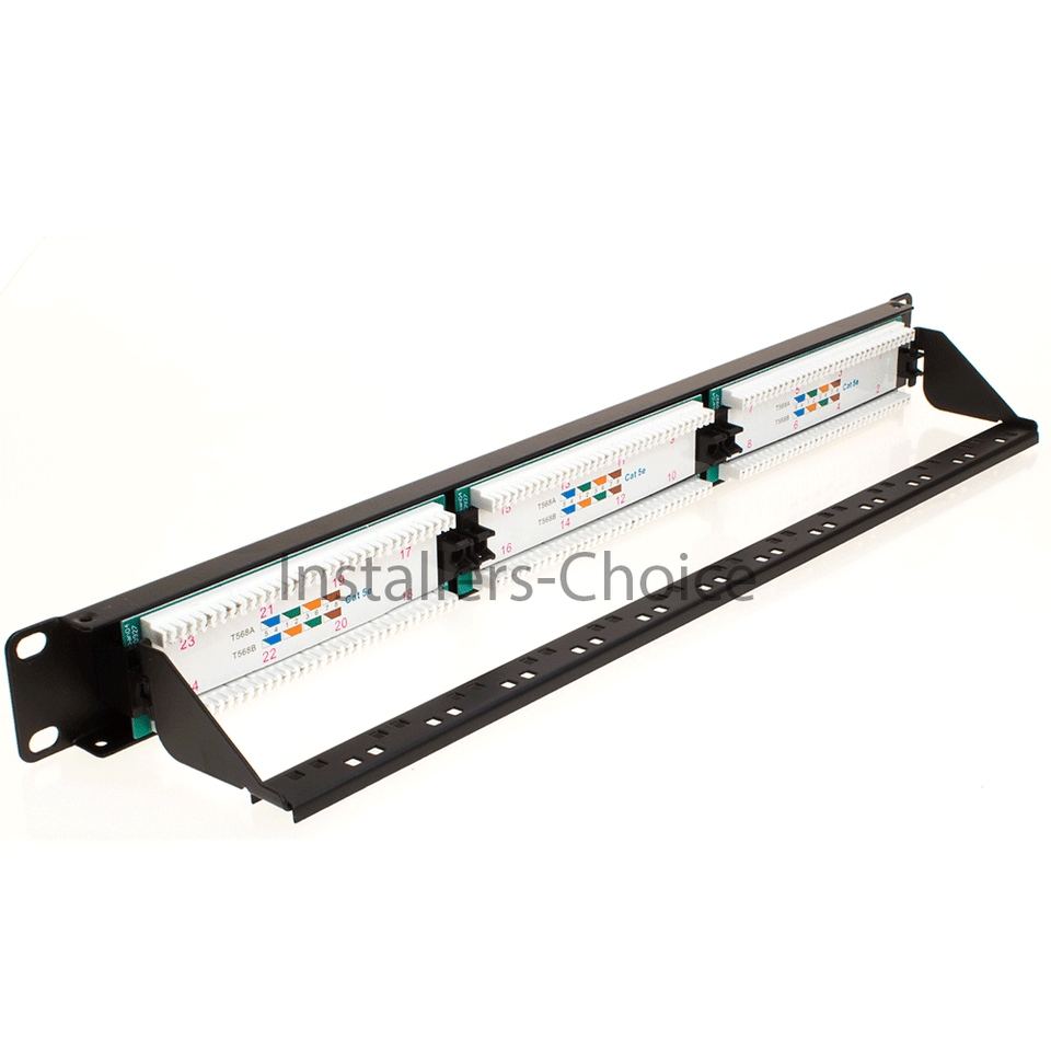 24 port Cat5e UTP LAN wall mount patch panel bracket RJ45 110 Network ...