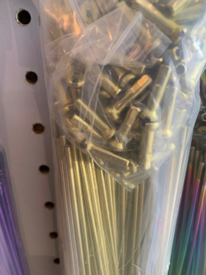 GOLD 36PCS Bicycle Spokes STAINLESS STEEL 14G x 304mm Road Track BMX ...