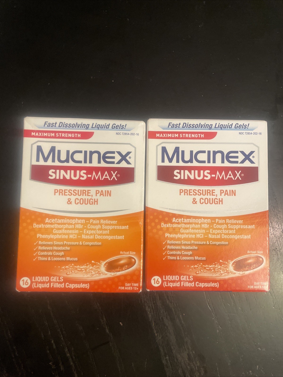 Mucinex Sinus-Max Pressure, Pain & Cough, 2 Packs(16 Liquid Gels each ...