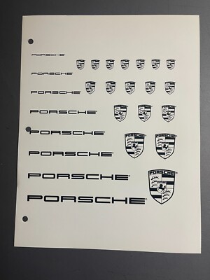1990s Porsche Name & Crest Logo B&W Clip Art Pictures, Print - RARE ...