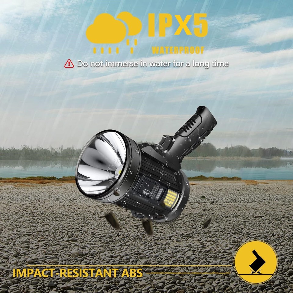 HBN Rechargeable Spotlight, Handheld Hunting Flashlight Led Spot Light ...