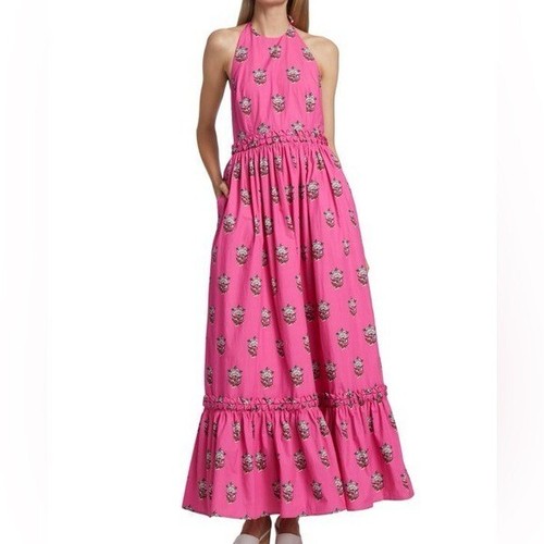 $475 New Rhode Hot Pink Salena Halter Dress in Marigold Flower Sz ...
