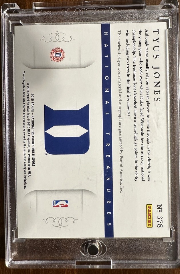 2015 PANINI National Treasures No. 378 Rookie Card- Tyus Jones #7/99 ...