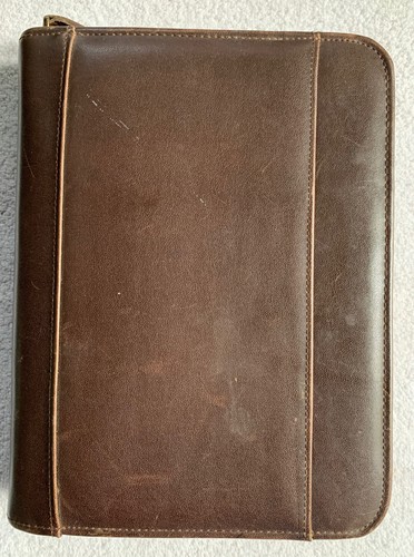 DAY RUNNER Planner Cover Faux Leather Brown 3 Ring (1”) Zip Around - 10 ...