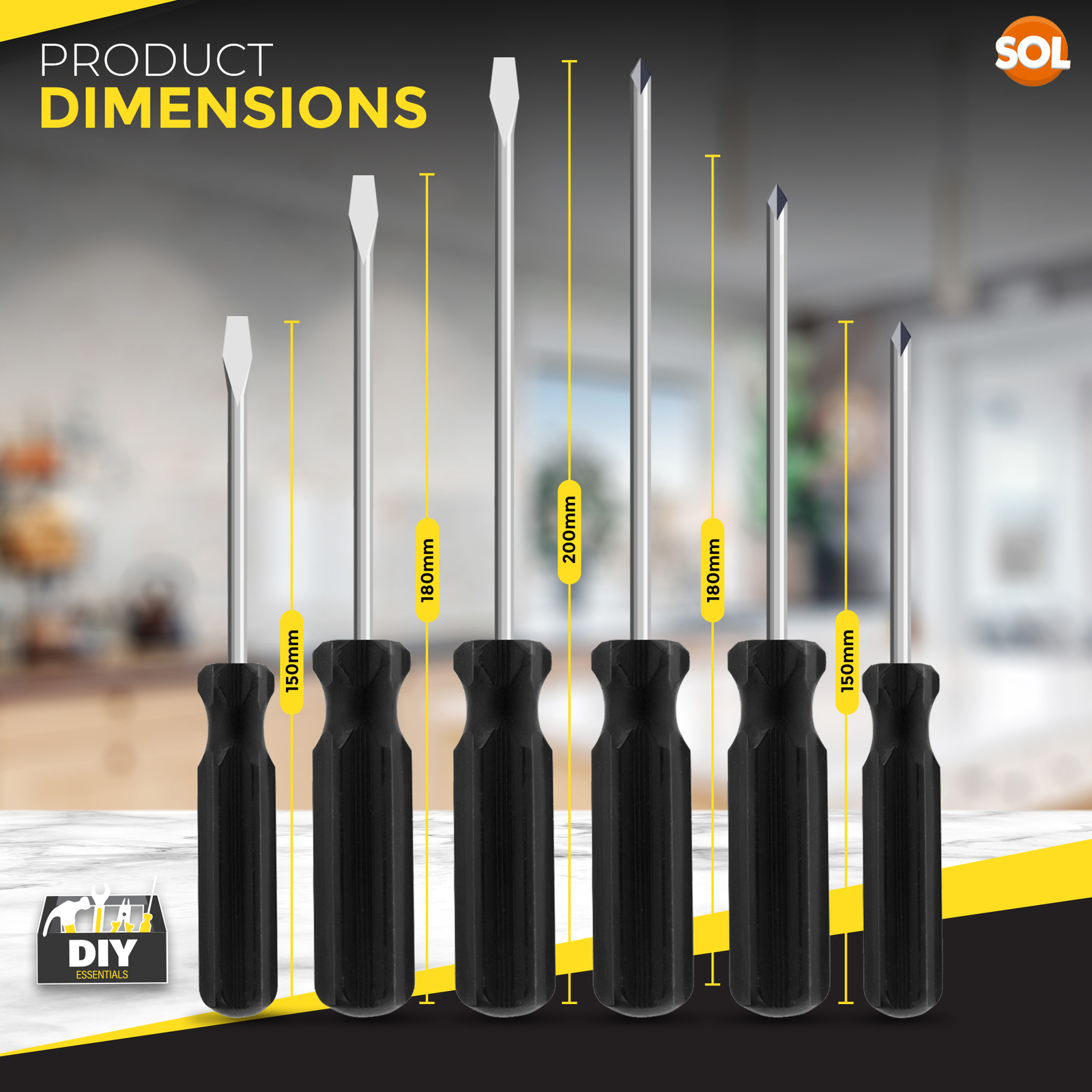 6pk Screwdriver Set Phillips Crosshead Slotted Flathead Non-Slip ...