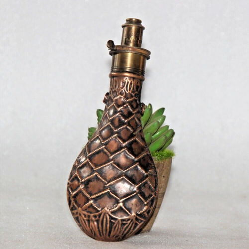 Vintage Victorian Style Small Miniature Brass Gun Powder Bottle/ Flask ...
