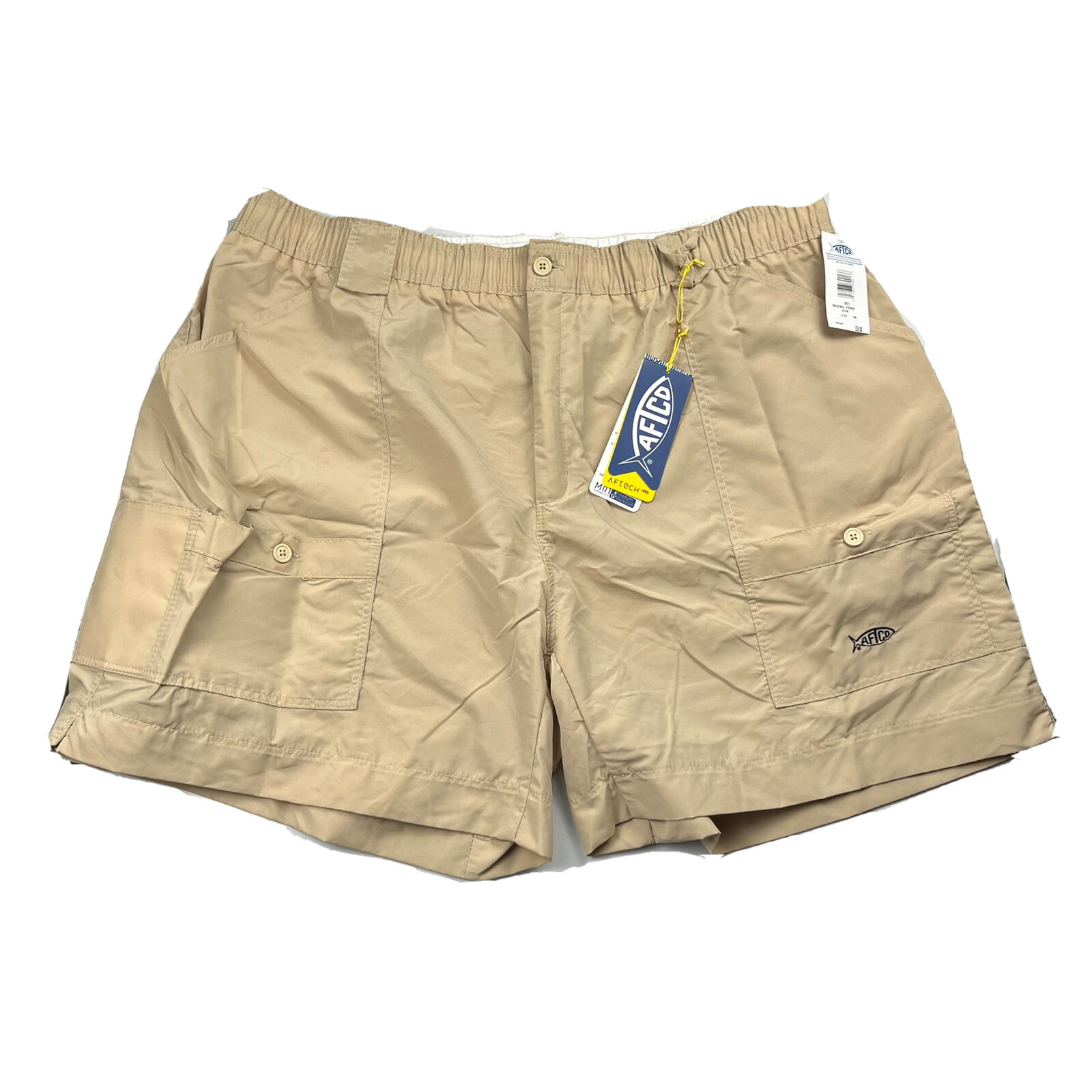 NWT AFTCO Bluewater M01 Shorts Men 46x6 Nylon Cargo Fishing Khaki Brown ...