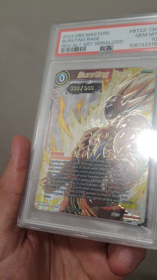 PSA 10 GEM Bursting Rage DBS Masters Regional Alt Art Serialized BT22 ...