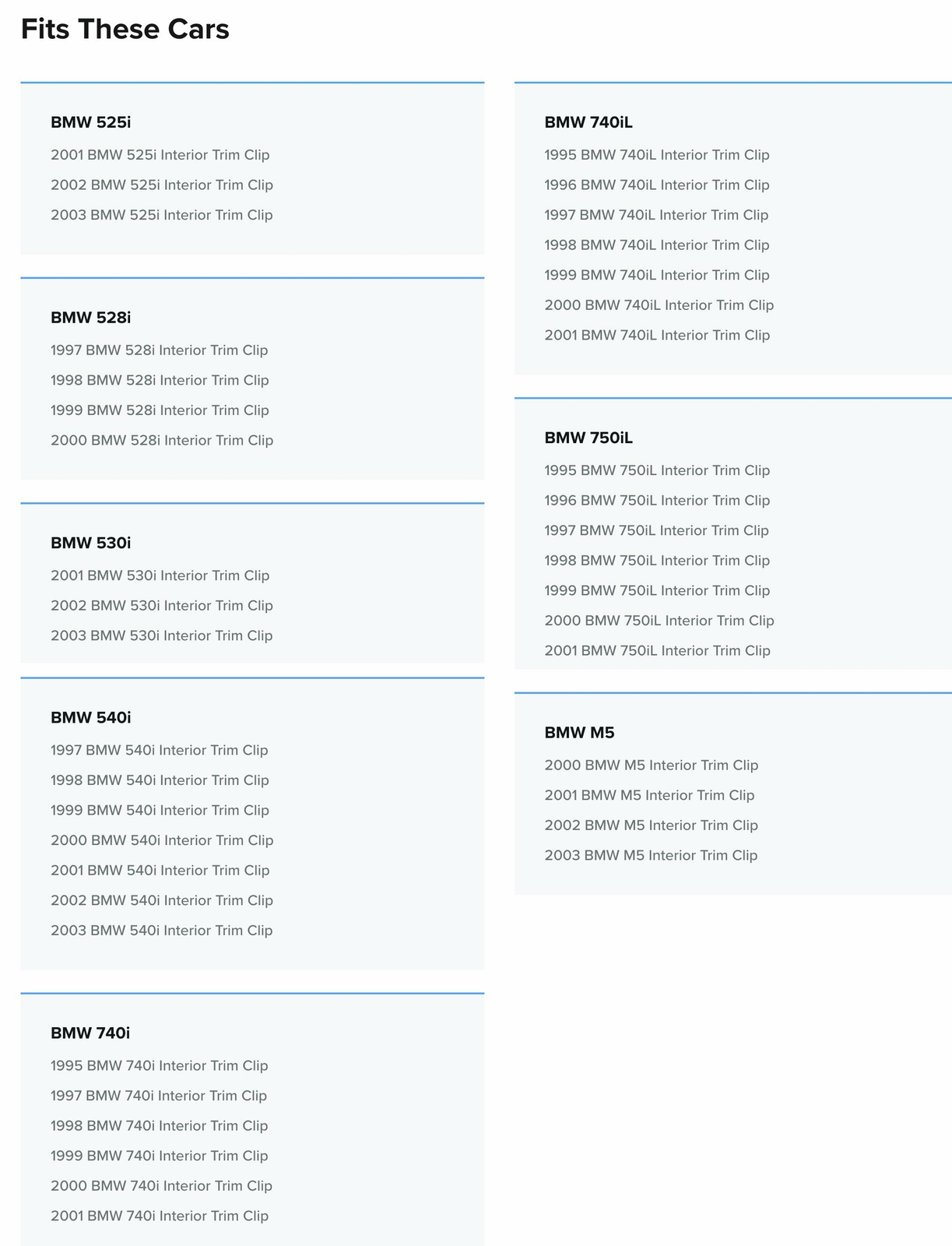 20pcs Fit BMW Interior Trim moulding Clips E38 E39 525i 528i 740i M5 ...