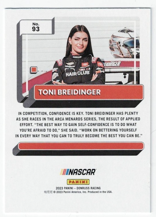 TONI BREIDINGER signed auto 2023 DONRUSS BLUE #93 card NASCAR ARCA CARD ...