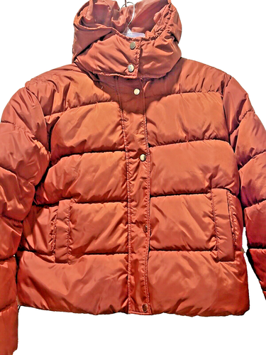 Sebby Rust Puffer Button/Zip Jacket With Detachable Hood Women's XL ...