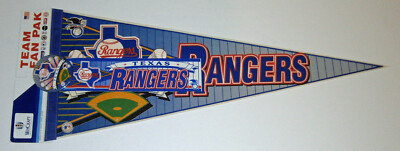 1980's Texas Rangers pennant Fan Pack Old logo rare w/ Button & Sticker ...