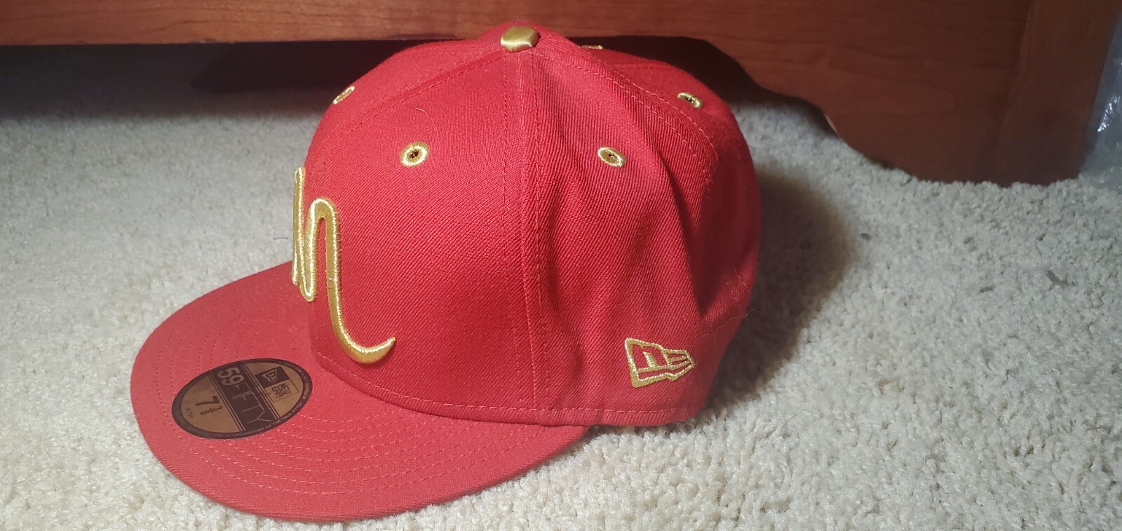 New Era 59fifty 7 3/8 Mishka Red/Gold Fitted Hat Snak… - Gem