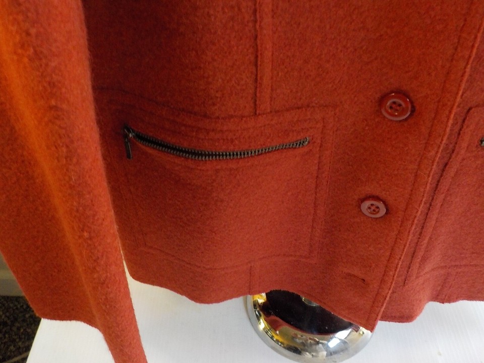 TALBOTS Women's Alpaca & Wool Blend Boiled Wool Jacket Rust SZ SMALL ...