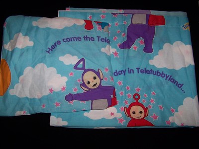 Teletubbies vintage 1998 flat & fitted toddler bed or crib sheet set TV ...