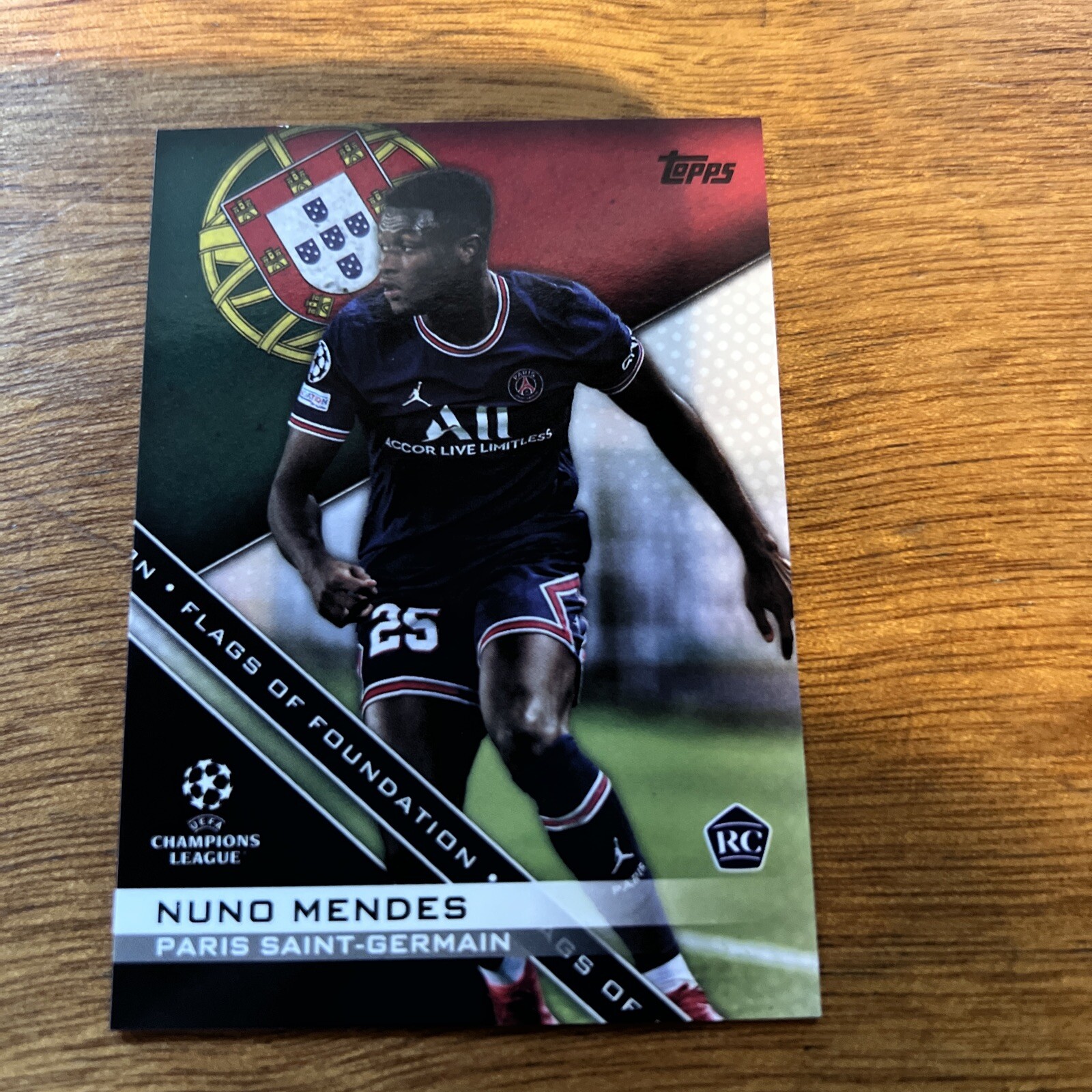 Nuno Mendes RC 2022 Topps UEFA Champions League "Flags Of Foundation "# ...