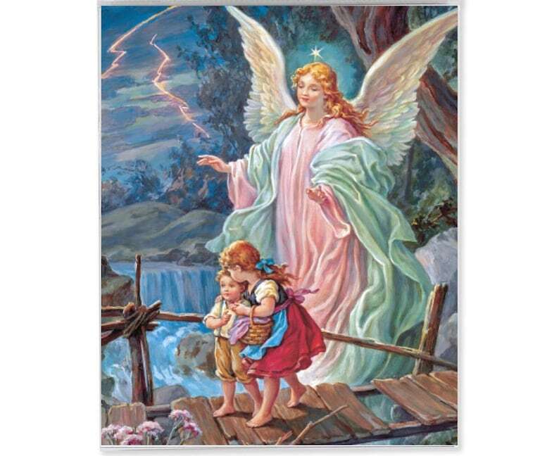 Guardian Angel Crossing the Bridge Framing Print Catholic Wall Decor 8 ...