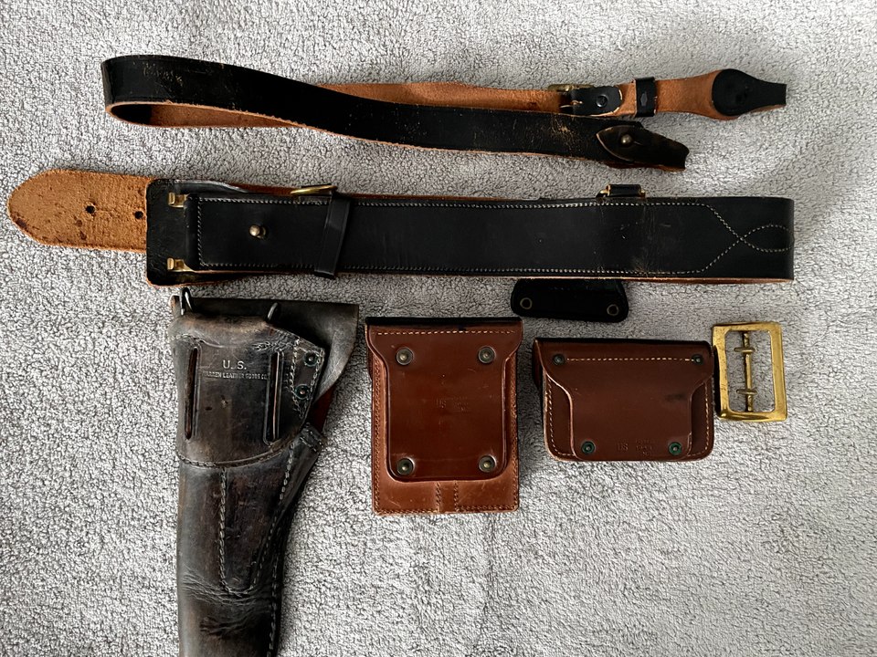 WW2/Post War Sam Brown Type Belt, 1911 Holster, 1911 Mag Pouch ...