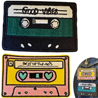 Mixed Tape iron on patch music musical cassette recorder 90ies song ...