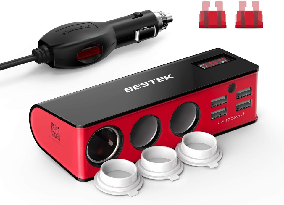 3-Socket Multi Port 200W Cigarette Lighter Car Power Adapter for 12V ...