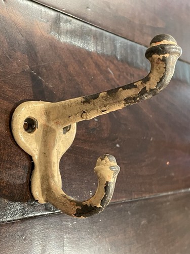 Antique Cast Iron Double Coat Hook For Hats Clothes W/ Screws Weathered ...