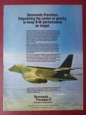 9/1982 PUB SIMMONDS PRECISION B-1B BOMBER FUEL MANAGEMENT SYSTEMS ...