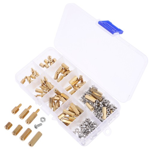 180 Pcs/set Brass Spacer Nut Flat Washer Assortment Kit Copper Standoff ...
