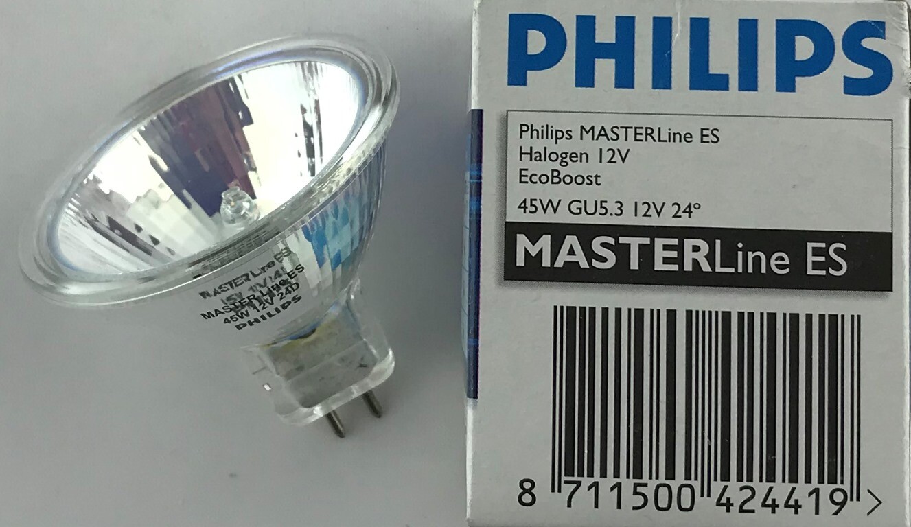 3 X Philips Masterline ES 45w Gu5.3 5000h Dichroic Eco Boost Halogen ...