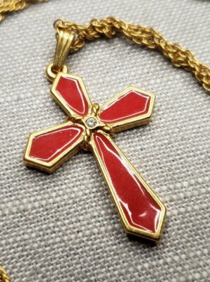 Vintage Necklace Red Cross Christian H35 | eBay