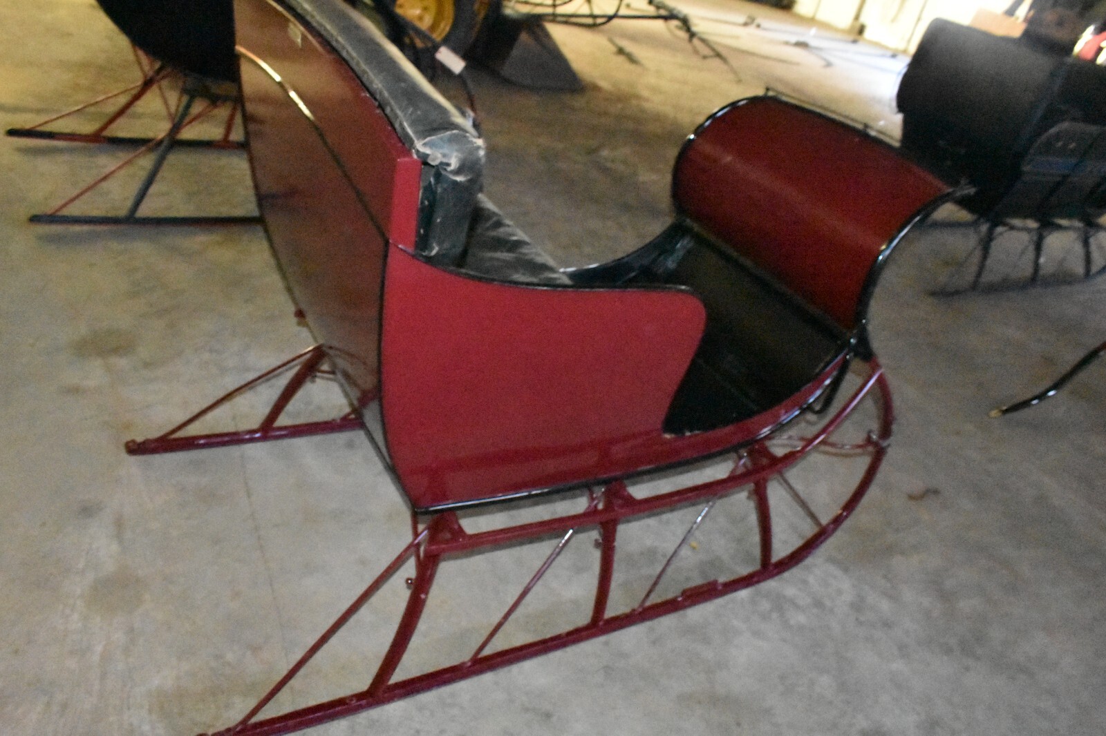 Restored Antique 2 Passenger Horse Drawn Sleigh with Shafts, Red | eBay