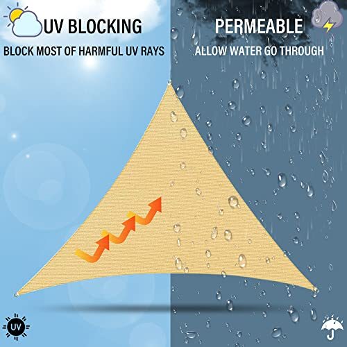 Triangle Sun Shade Sail Outdoor Patio Canopy Mash Material 8' x 8' x 8 ...